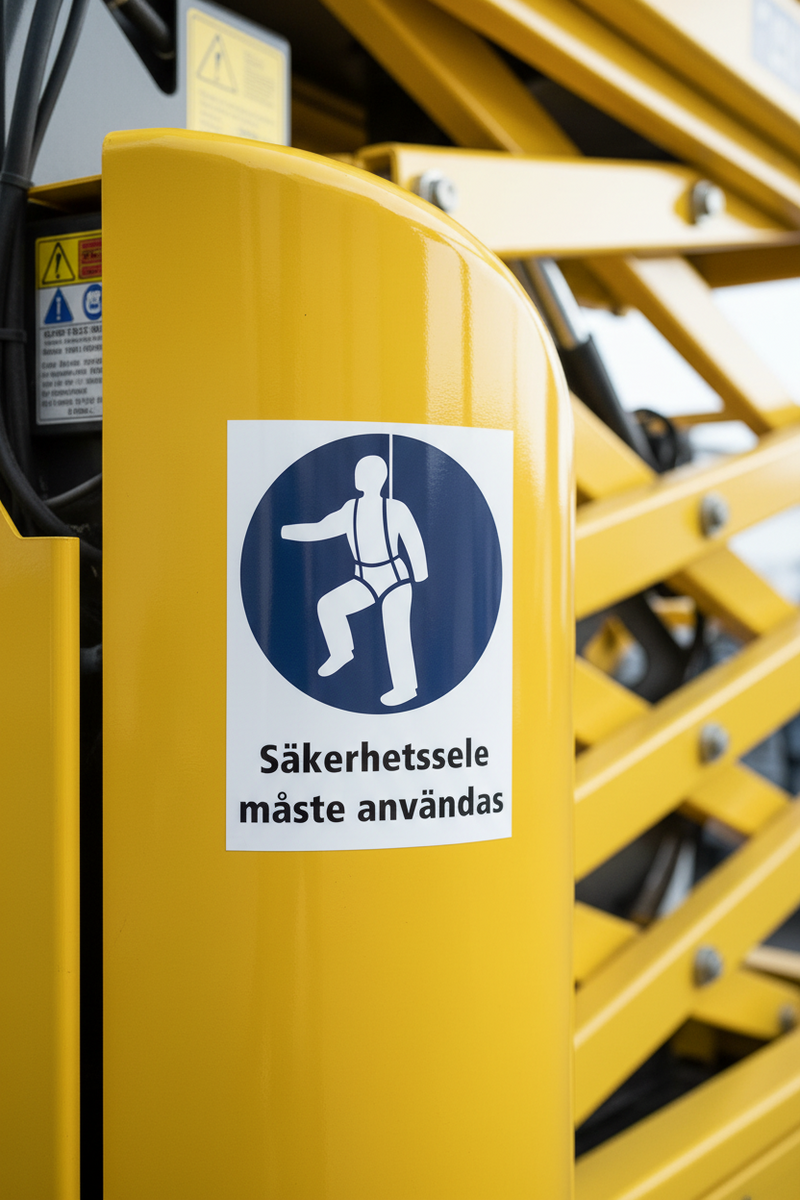 Säkerhetssele måste användas dekal - Handla online hos Skylt.se